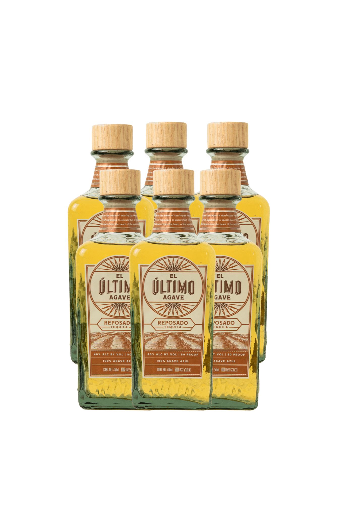 Tequila El último agave reposado 6 botellas - 750 ml - Hacienda de Oro